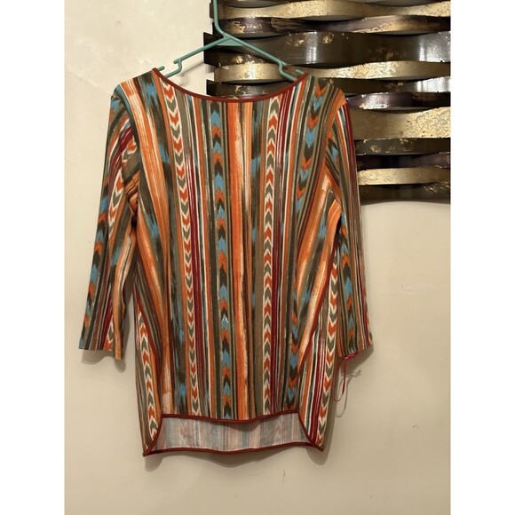 Ruby Rd. | Tops | Ruby Rd Orange Red Stripe Verticals Top Boho Womens ...